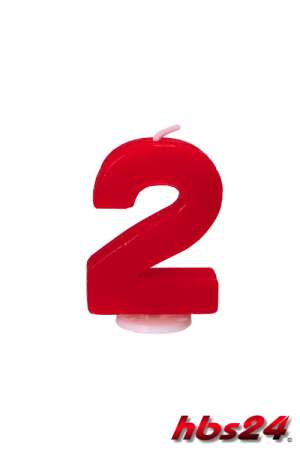 Kerzen Zahl 2 in rot - hbs24